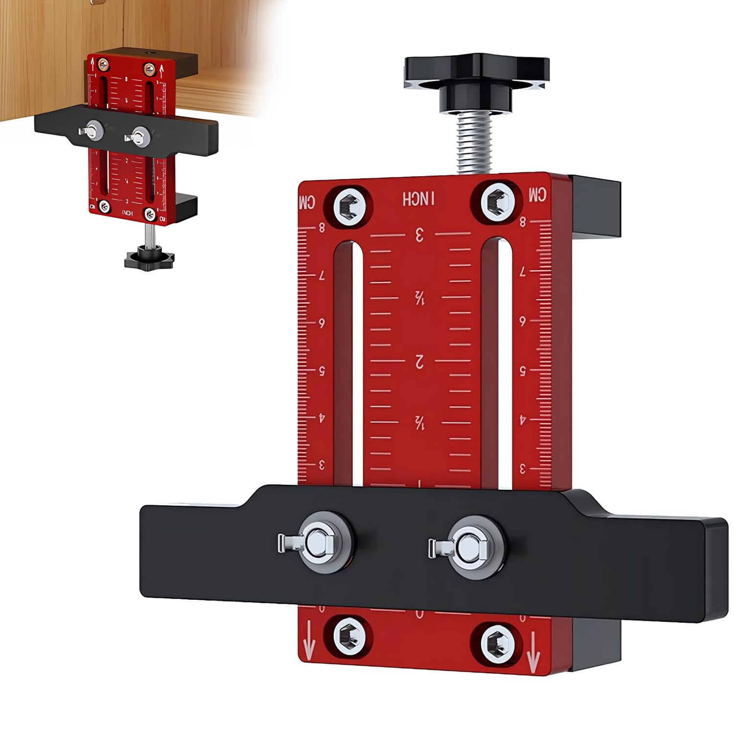 Adjustable Cabinet Door Installation Positioner,Aluminum Alloy Cabinet Hardware Jig,Versatile Hardware Jig High Protective Woodworking Tool for Effortless Alignment,Cabinet Door Mount Locator