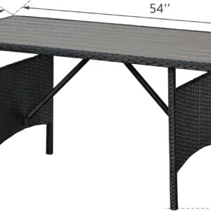 U-MAX Wicker Outdoor Dining Table, 54” Metal Frame Table for Patio Furniture Set or Indoor (Black)