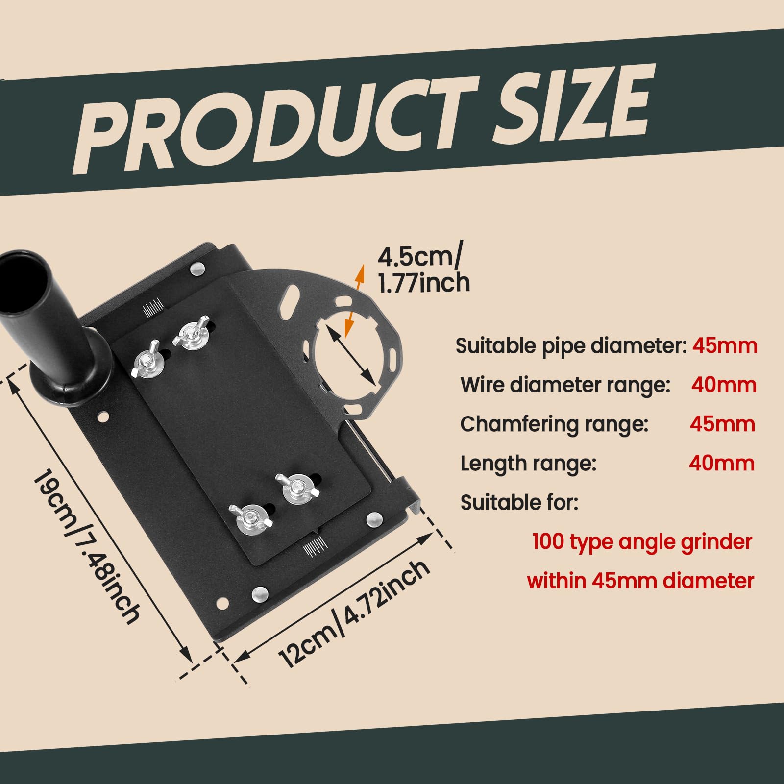 PTMTFYL Angle Grinder Stand for Tile 45° Chamfer Cutting, Metal Angle Grinder Stand Grinder Holder, Adjustable Special Cutting Bracket, Angle Grinding Fixed Holder for 100-Type Angle Grinder (1)