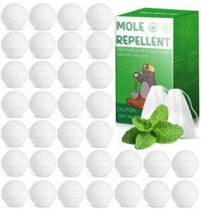 36 pack mole repellent for lawns, natural vole repellent gopher repellent and groundhog repellent outdoor use, getting rid of moles and voles from lawn yard garden, mole deterrents plant safe