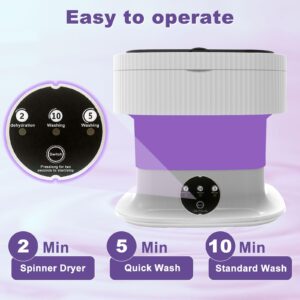 Mini Portable Washing Machine, 13L 60W Small Foldable Washer with Spin Dryer, Collapsible Luandry Washer, Compact Lavadora Portatil for Baby Clothes, Underwear, Travel Camping Apartments Purple