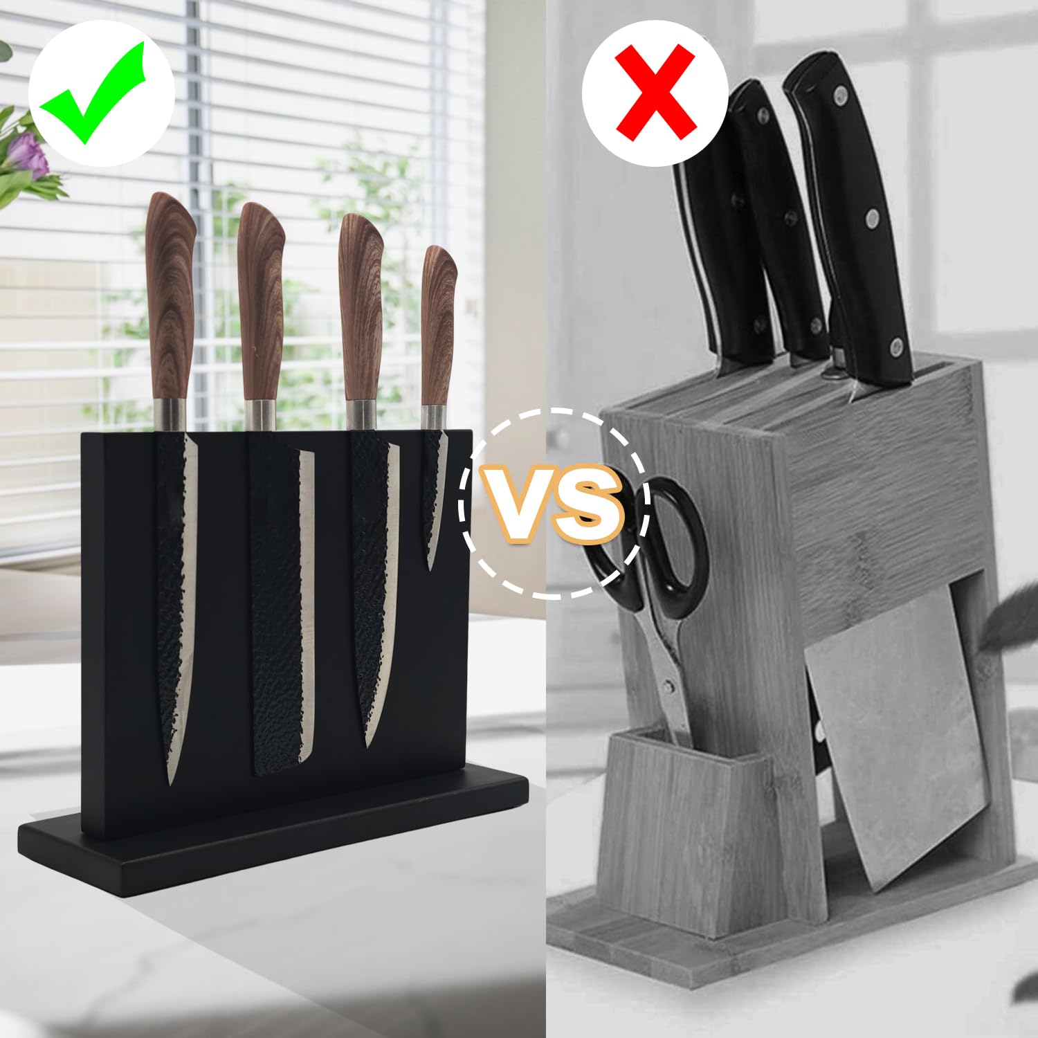 Uniharpa Acacia Wood Magnetic Knife Holder Strong Magnetic Knife Holder Universal Knife Holder Knife Storage Kitchen Storage Display Stand Without Knife