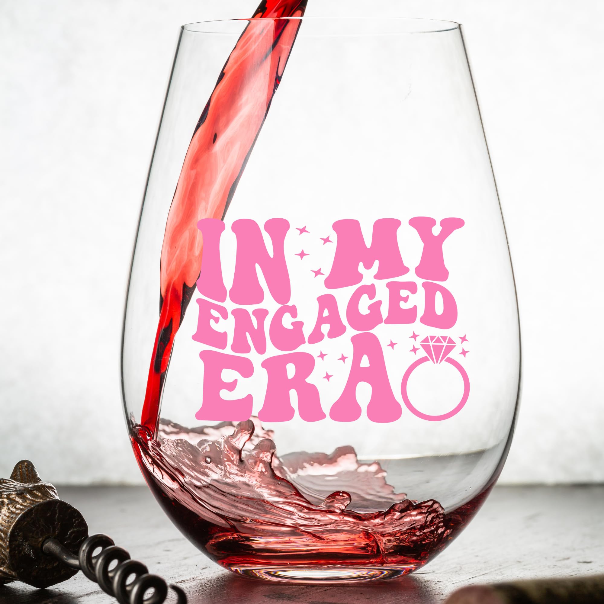 In My Engaged Era WIne and Whiskey Glass Gift Set | Engagement Gift for Couples | Boyfriend and Girlfriend | New Fiance Fiancee for Him and Her - His and Hers Glasses For Mr and Mrs Bride and Groom