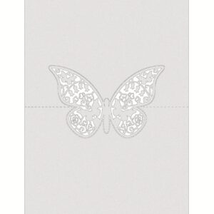 50 Pcs Place Cards for Table Setting with Butterfly White Folded Blank Table Seat Card Name Signs Card for Reception Baby Shower Weddings Party Dinner