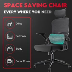 LaoJawBow Ergonomic Office Chair - 500LB Comfy Desk Chairs with Headrest and Lumbar Back Support, Heavy Duty Mesh Computer Chairs with Wheels and Arms for Home Office, Study, Bedroom and College Dorm