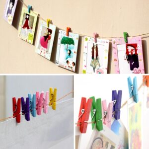 100PCS Mini Clothespins Colored Clothespins for Photos & Small Clothespins for Classroom, Rainbow Classroom Pins Wooden Pegs for Wall Hanging Pictures Push Pin Wooden Clips (2.5X0.3CM)