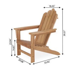 A-ECO LIVING Teak Adirondack Chair, Outdoor Adirondack Chair, Patio Seating Wooden Chair, Water & Weather Resistant Outside Furniture for Patio, Deck, Lawn, Garden, Backyard or Terrace