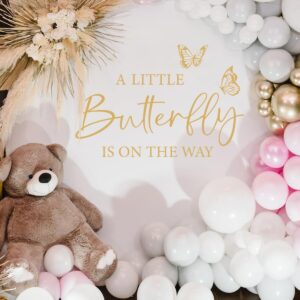 A Little Butterfly is On The Way Decal，Baby Shower Party Decal Sign，Gender Reveal Party Decorations, Arch Decor Baby Party Decorations Vinyl Stickers for Butterfly Backdrop Party Supply