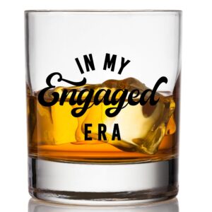 In My Engaged Era WIne and Whiskey Glass Gift Set | Engagement Gift for Couples | Boyfriend and Girlfriend | New Fiance Fiancee for Him and Her - His and Hers Glasses For Mr and Mrs Bride and Groom