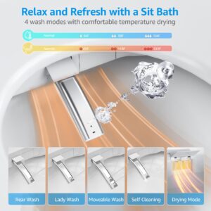 Smart Toilet Built-in Heated Bidet Seat, 360 Degree Siphon Powerful Flush, Warm Water Sprayer with Drying mode, Auto Open & Close Lid, Wireless Remote Control and with LED Display and Night Light