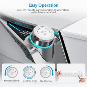 Smart Toilet Built-in Heated Bidet Seat, 360 Degree Siphon Powerful Flush, Warm Water Sprayer with Drying mode, Auto Open & Close Lid, Wireless Remote Control and with LED Display and Night Light