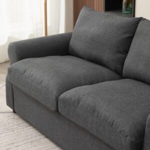 Panana Linen Fabric Sofa with Lift-up Under Storage, Light or Dark Gray, 2 or 3 Seater (Dark Gray Linen Fabric, 2 Seater)