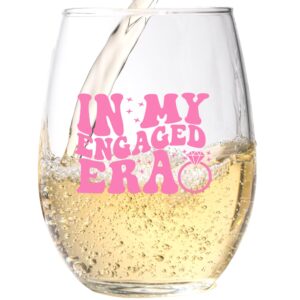 In My Engaged Era WIne and Whiskey Glass Gift Set | Engagement Gift for Couples | Boyfriend and Girlfriend | New Fiance Fiancee for Him and Her - His and Hers Glasses For Mr and Mrs Bride and Groom