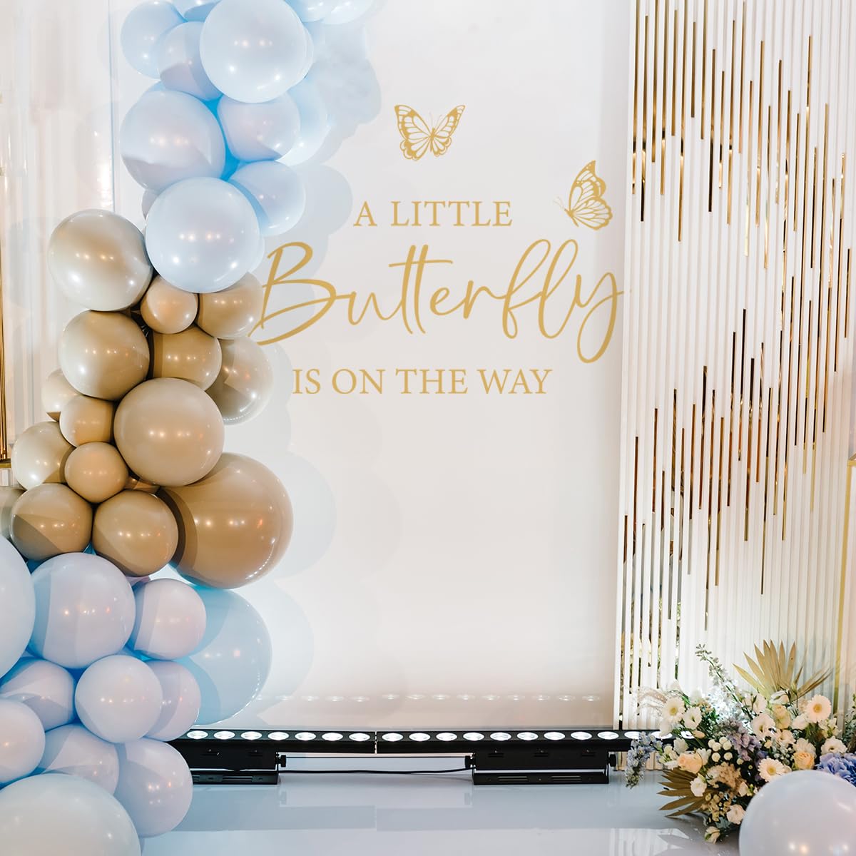 A Little Butterfly is On The Way Decal，Baby Shower Party Decal Sign，Gender Reveal Party Decorations, Arch Decor Baby Party Decorations Vinyl Stickers for Butterfly Backdrop Party Supply