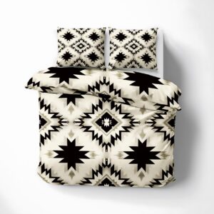 polxmyxor retro aztec duvet cover california king, exotic tribal bedding 3 pieces, boho style comforter cover, soft microfiber duvet cover set, with zipper and 2 pillow shams, 104"x98"