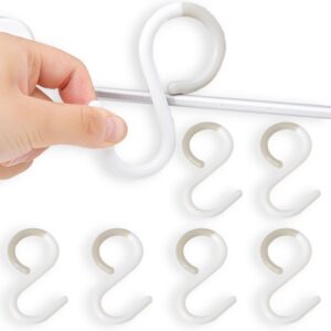 6 pack secure and quiet plastic s hooks rack hanger s shaped hooks hanging flexible neck for easy twist and lock rust-free non slip for kitchen bathroom white (small (2.4 inch))