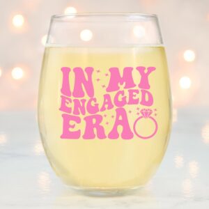 In My Engaged Era WIne and Whiskey Glass Gift Set | Engagement Gift for Couples | Boyfriend and Girlfriend | New Fiance Fiancee for Him and Her - His and Hers Glasses For Mr and Mrs Bride and Groom