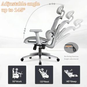 HDHNBA Ergonomic Office Chair, High Back Desk Chair with 3-Gear Lumbar Support,3D Armrest and Adjustable Headrest,Mesh Height Swivel Computer Gaming Chair,Tilt Function