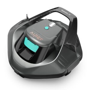 aiper cordless robotic pool cleaner, pool vacuum with dual-drive motors, self-parking, perfect for above-ground flat pool up to 40 feet, lasts 90 min, grey