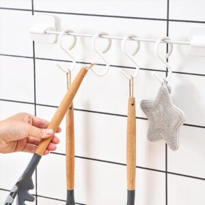 AOKELEON 6 Pack Secure and Quiet Plastic S Hooks Rack Hanger S Shaped Hooks Hanging Flexible Neck for Easy Twist and Lock Rust-Free Non Slip for Kitchen Bathroom White (Large (3.5 inch))