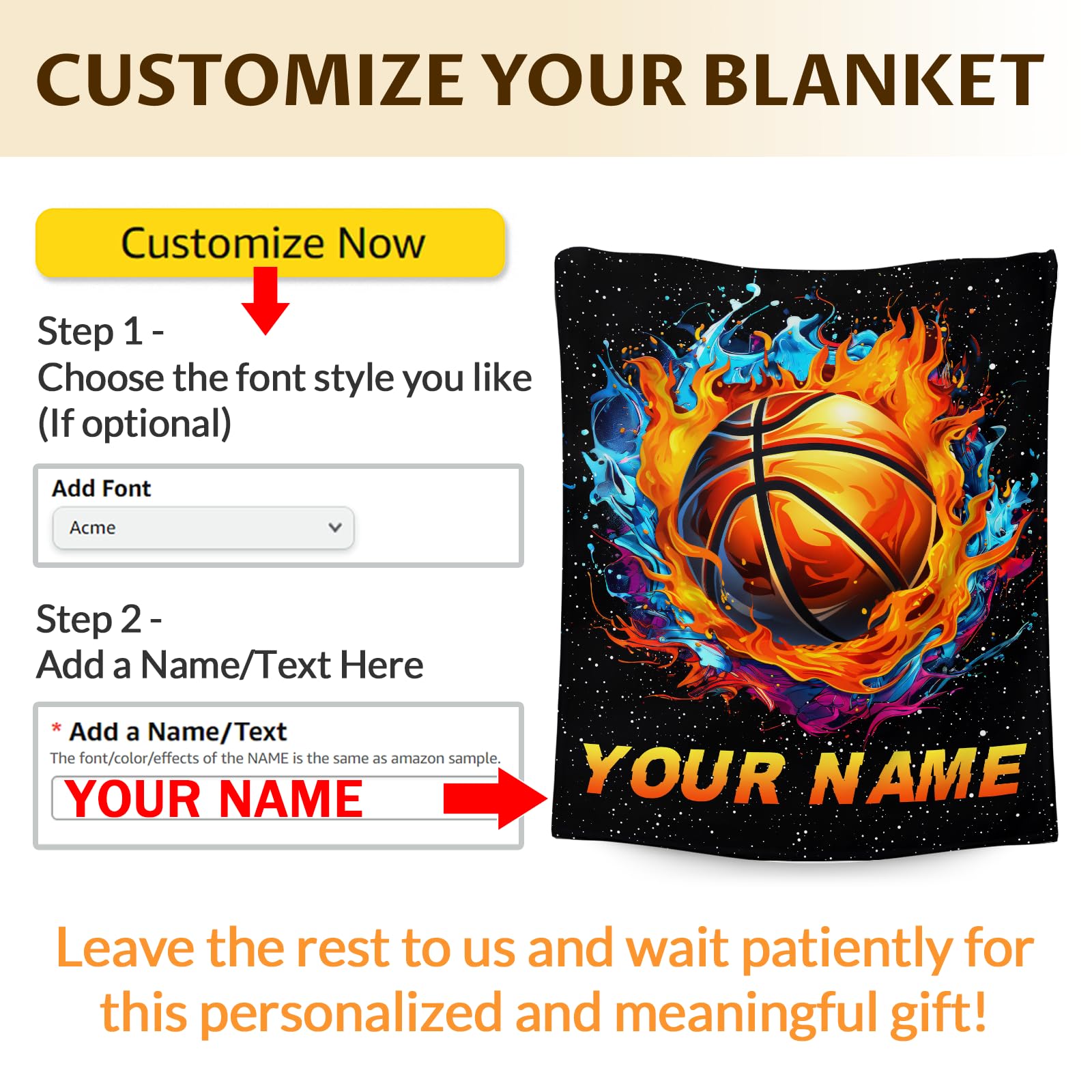 Personalized Basketball Blanket Gift with Name for Boys, Soft & Cozy Throw Blanket for Kids Teens, Custom 40 * 50 Inch Cool Fuzzy Throws for Sofa Couch