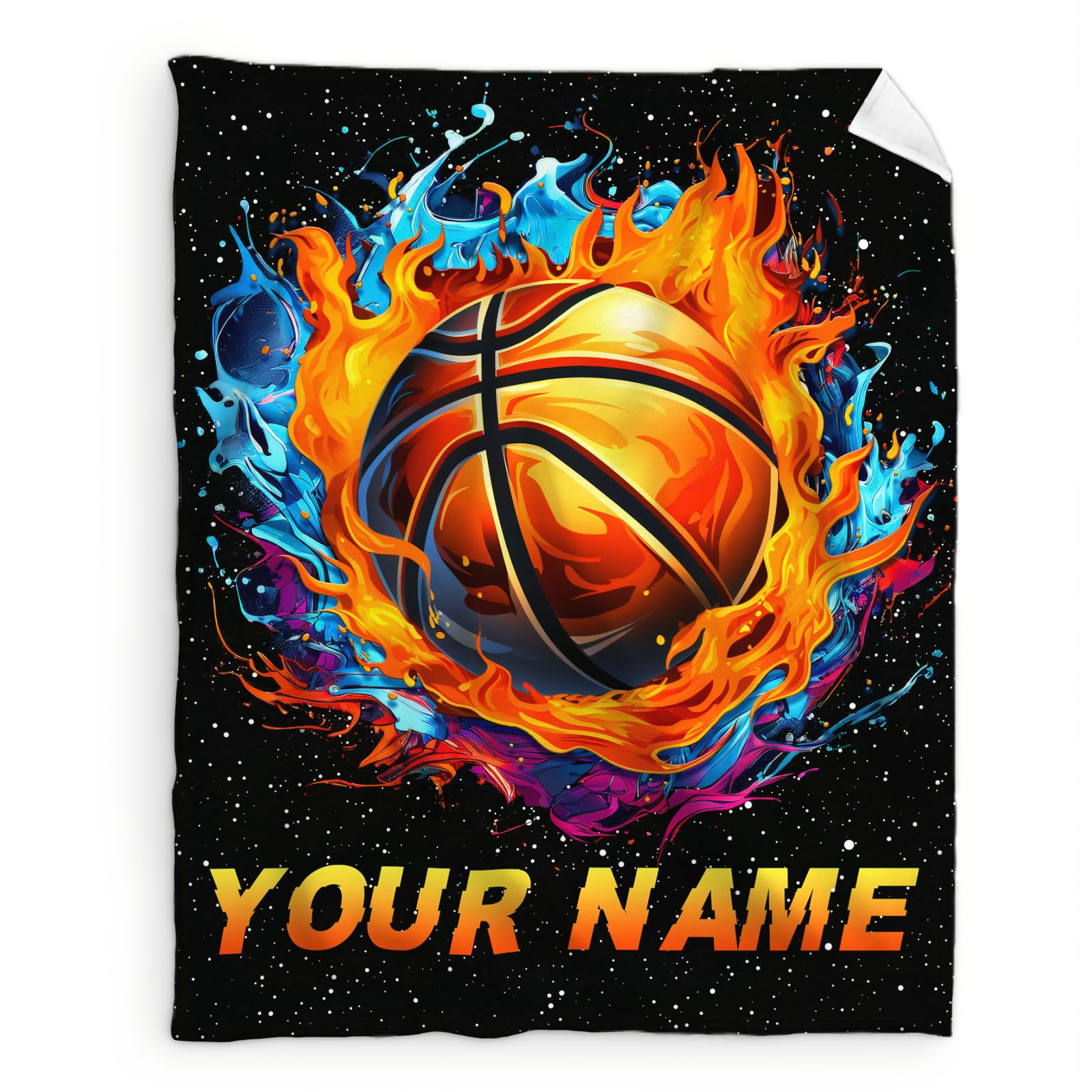 Personalized Basketball Blanket Gift with Name for Boys, Soft & Cozy Throw Blanket for Kids Teens, Custom 40 * 50 Inch Cool Fuzzy Throws for Sofa Couch