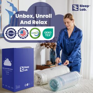 Sleep Lab Dual Layer 4 Inch Memory Foam Mattress Topper - Mattress Topper Queen - Cooling Mattress Topper for Back Pain - 2 Inch Cooling Gel Memory Foam + 2 Inch Cooling Effect Pillow Top