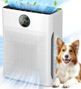 air purifiers for home large room up to 2200sq.ft, mooka air purifier for home pets with washable filter, pm 2.5 display air quality sensor air cleaner for bedroom, dorm room, pets, office, pr1