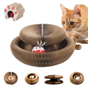 cat toy, magic organ cat scratch board compact cat accordion toy, cardboard cat toys, interactive scratch pad cat toy with toy bell ball