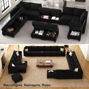 Belffin Modular Sofa Middle Seat Module for Velvet Piping Modular Sectoinal Couch, Armless Single Sofa, Black