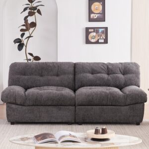 mangodan 80" chenille cloud deep seat couch loveseat for living room, modern sofa couch for small spaces, cozy comfy loveseat with solid wood frame, pillow-designed armrest sleeper loveseat, darkgray