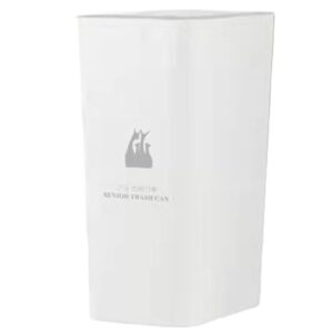 BEAHING Slim Bathroom Bin 10L Plastic White Bathroom Bin with Press Type Lid and Built-in Groove Handle Narrow Trash Can for Bathroom Kitchen Living Room Office 5x7.7x13 Inch Bedroom Bin