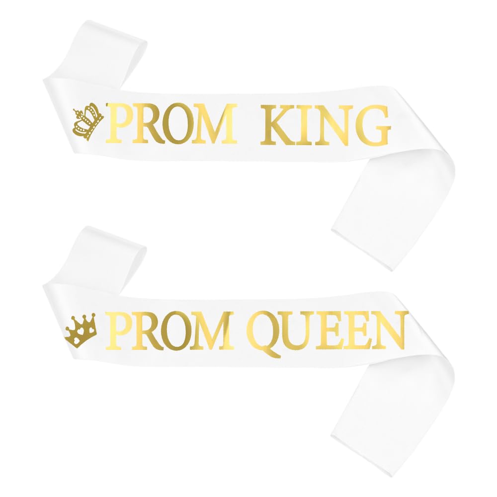 Guqqeuc 2 PCS Prom King and Prom Queen Sashes Graduation Prom Party Sashes for Women Men Grad Party Supplies Bachelorette Party Accessories for Bride Groom