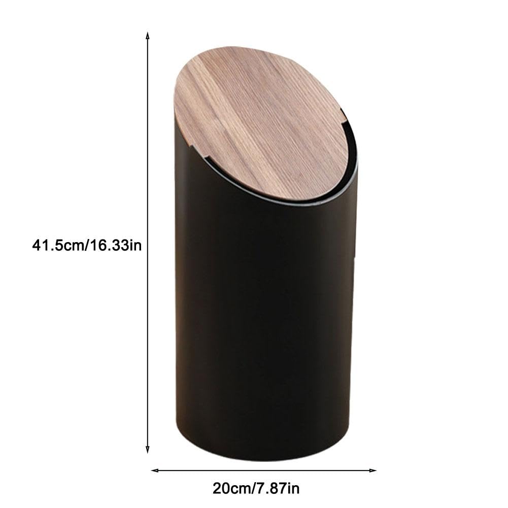 Round Wood Trash Can with Lid, Japanese-Style Natural Wood Garbage Recycling Bin, Bamboo Trash Can Bathroom for Bathrooms, Powder Room, Kitchen, Home Office