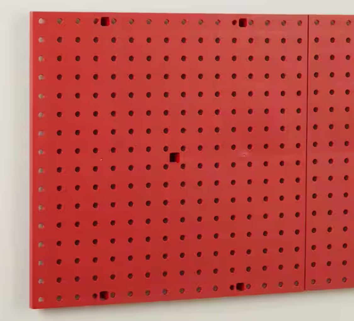 Overbuilt red pegboard panel