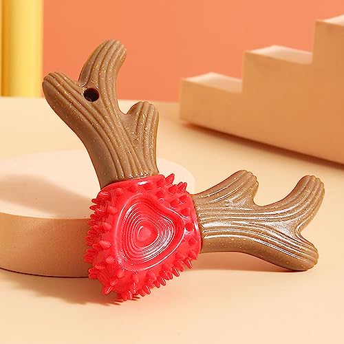 hokojix Dog Chew Toy for Aggressive Chewer Antlers Shape Dogs Dental Chewing Toy Puppy Teething Bone Toy Toothbrush Pet Supply