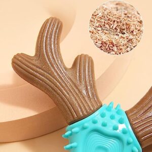 hokojix Dog Chew Toy for Aggressive Chewer Antlers Shape Dogs Dental Chewing Toy Puppy Teething Bone Toy Toothbrush Pet Supply