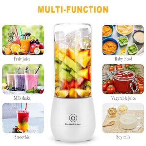 Portable Blender,USB Rechargeable Smoothie Blender,Personal Blender for Shakes and Smoothies with 6 Sharp Blades,16OZ Travel Cup and Lid,One Touch Auto-cleaning Waterproof Blender for Kitchen, Office