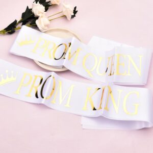 Guqqeuc 2 PCS Prom King and Prom Queen Sashes Graduation Prom Party Sashes for Women Men Grad Party Supplies Bachelorette Party Accessories for Bride Groom