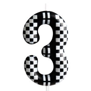 3rd birthday candle racing cars number 3 candle racing cars cake decoration birthday party supplies black white racing cars themed cake topper decorations for kids boy girl party decor supplies