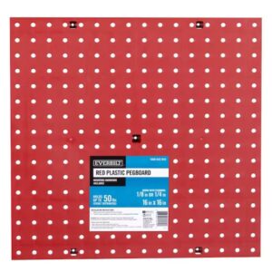 Overbuilt red pegboard panel