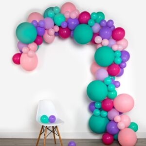 Pink Purple Teal Balloons, 12 Inch Pink Purple Teal Balloon Metallic Purple Balloon for Girls Birthday Wedding Decorations EngagementSupplies Bridal Baby Shower