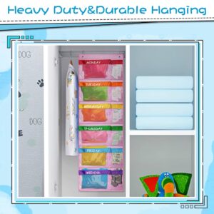 ABCKEY Rainbow Weekly Kids Clothes Organizer for Daily Activity,Portable Kids Clothes Storage White (Pink)