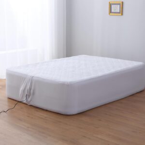 antranfour twin mattress pad cover for air mattress, with opening for pump, inflatable without removal,fitted sheet full with elastic loop hem,deep up to 24"