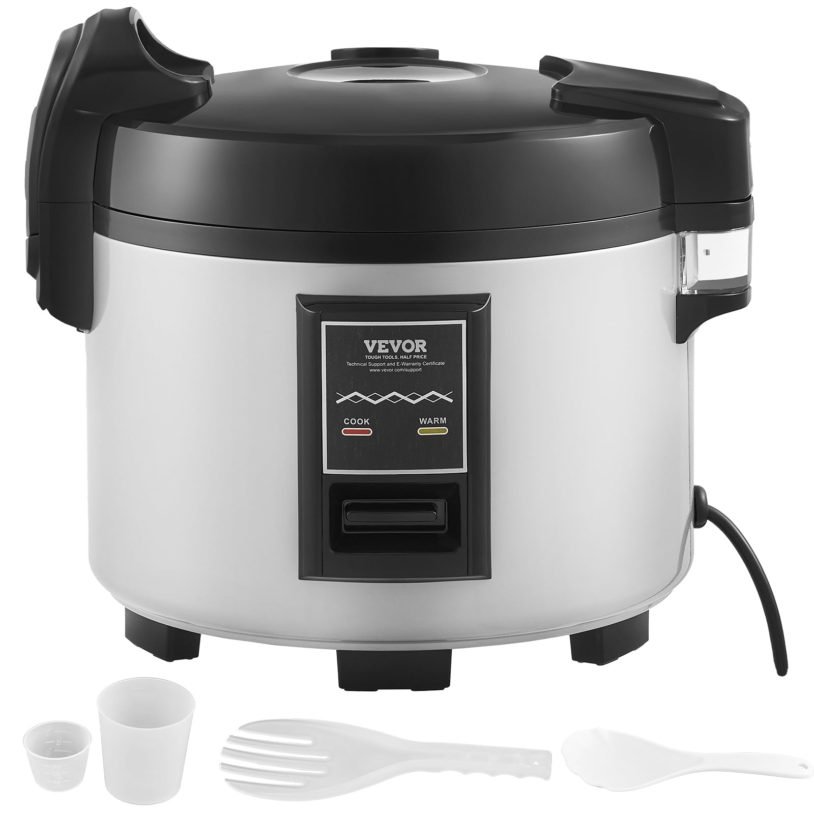 VEVOR Commercial Rice Cooker, 70-Cup Rice Cooker, 15.85 Qt / 15 Liter Large Rice Cooker and Warmer with Nonstick Inner Pot, Fast Cooking and 12-Hour Keep Warm, with Rice Cup and Paddle, for Restaurant