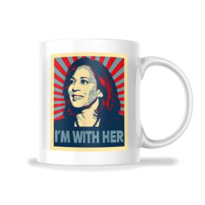 ad astra graphics i'm with her harris pop art - kamala harris walz waltz 2024 presidential campaign - 11 oz coffee mug - premium ceramic dye sublimation mug - printed in the usa aamg0605