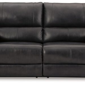 Signature Design by Ashley Mountainous Modern Leather Match Wall Hugger Power Reclining Sofa with Adjustable Headrest and USB Ports, Black