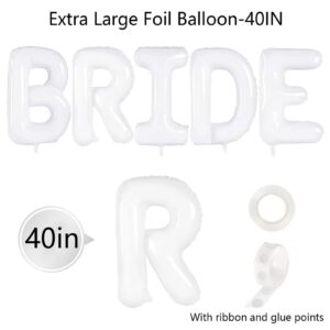 40 inch Bride Balloons White Letters Banner, Bachelorette Party Decorations Kit Include Large Ring Bottle Glass Foil Balloons, Bride To Be Sash and Veil for Bridal Shower Decorations