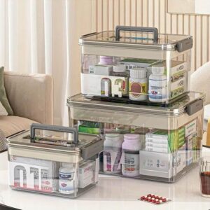 Ledander Portable Medicine Storage Box with Compartments, Clear Plastic (white)