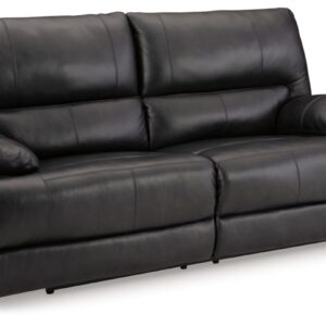 Signature Design by Ashley Mountainous Modern Leather Match Wall Hugger Power Reclining Sofa with Adjustable Headrest and USB Ports, Black